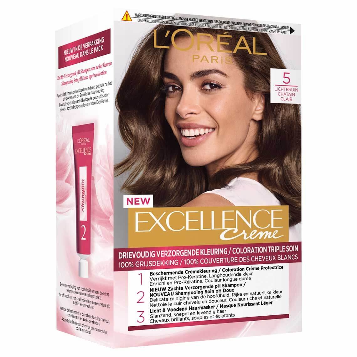 Coloration Permanente Triple Soin Excellence 5 - Châtain Clair | L ...